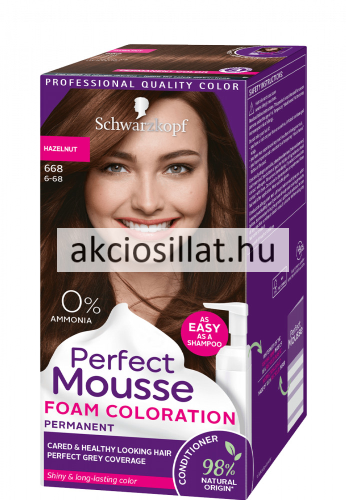 Schwarzkopf Perfect Mousse hajfesték 668 Mogyoró - Olcsó parfüm és par